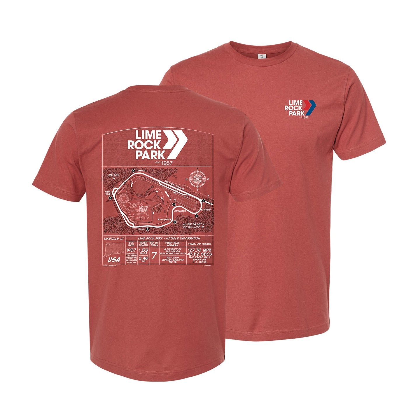 Lime Rock Park Blueprint Tee - Terracotta – Lime Rock Gear